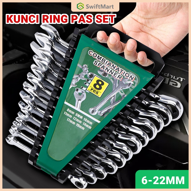 Jual 【Ready 】8PCS/Set 6-22MM Kunci Ring Double Offset Ring Spanner ...
