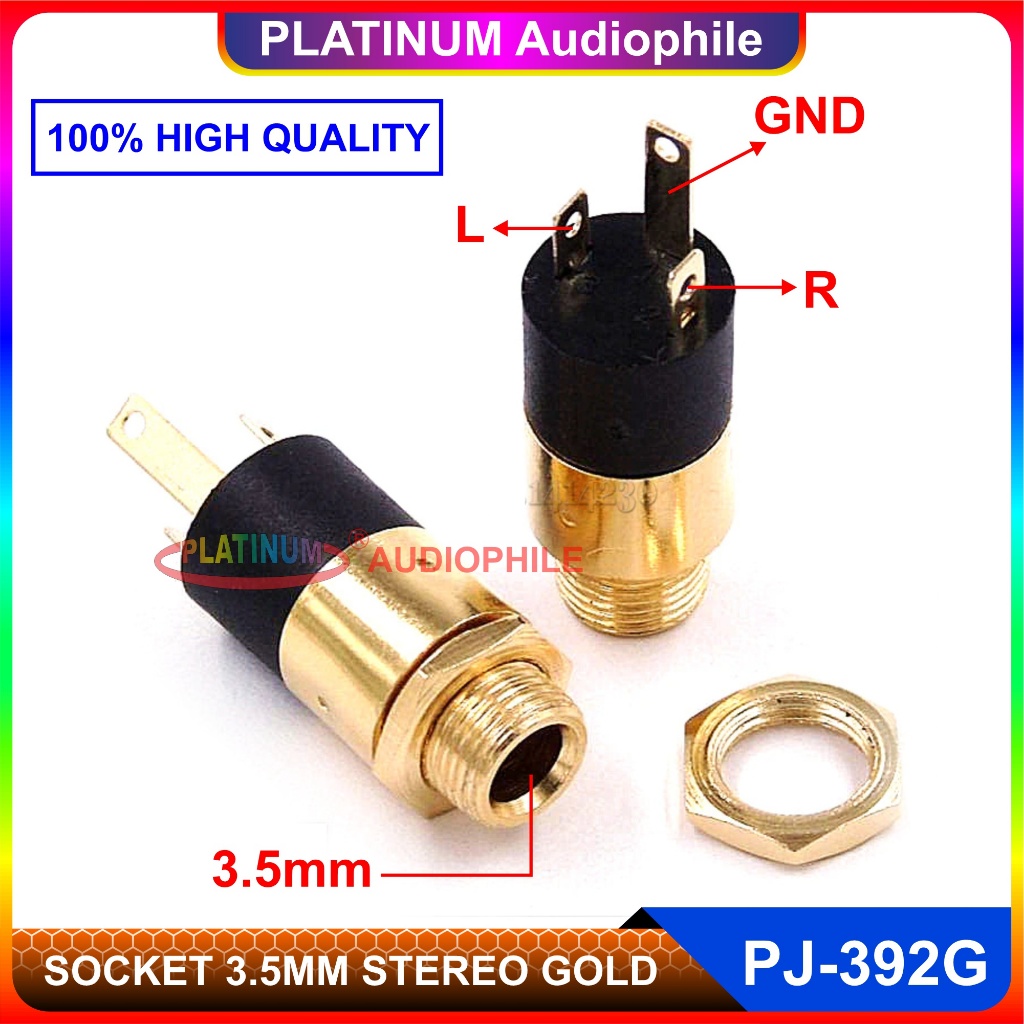 Jual SOCKET MINI STEREO GOLD 3.5MM SOKET JACK HEADPHONE AUX FEMALE PJ-392G | Shopee Indonesia