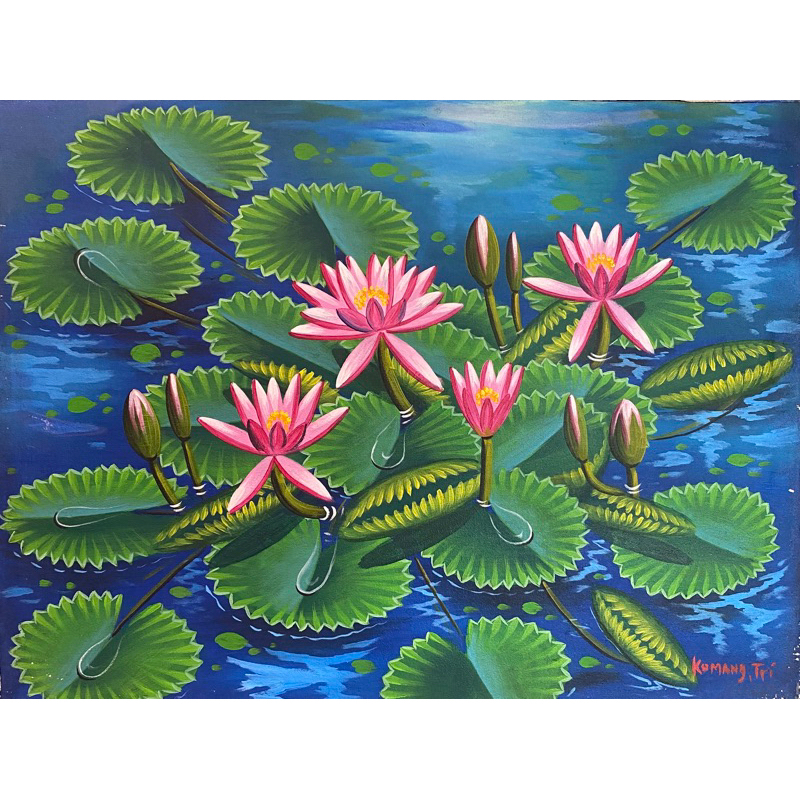 Jual lukisan bunga teratai, lukisan asli, lukisan Canvas, lukisan khas ...