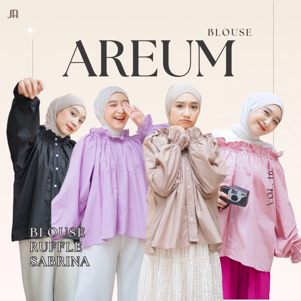 Jual Areum Blouse - Outfit Korea - Atasan Wanita Ruffle - Bahan Katun ...