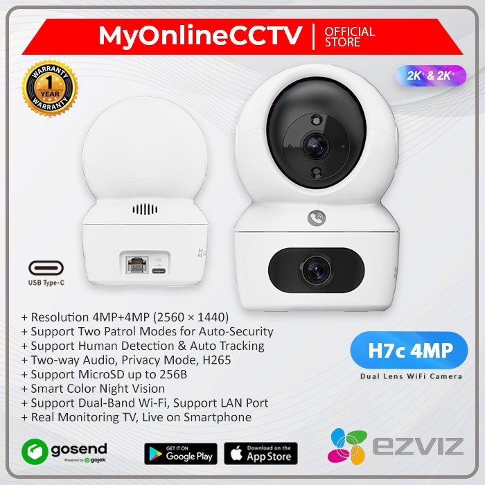 Jual EZVIZ H7c Dual-Lens 2K+ (4MP+4MP) Smart Home Wifi Pan Tilt IP ...
