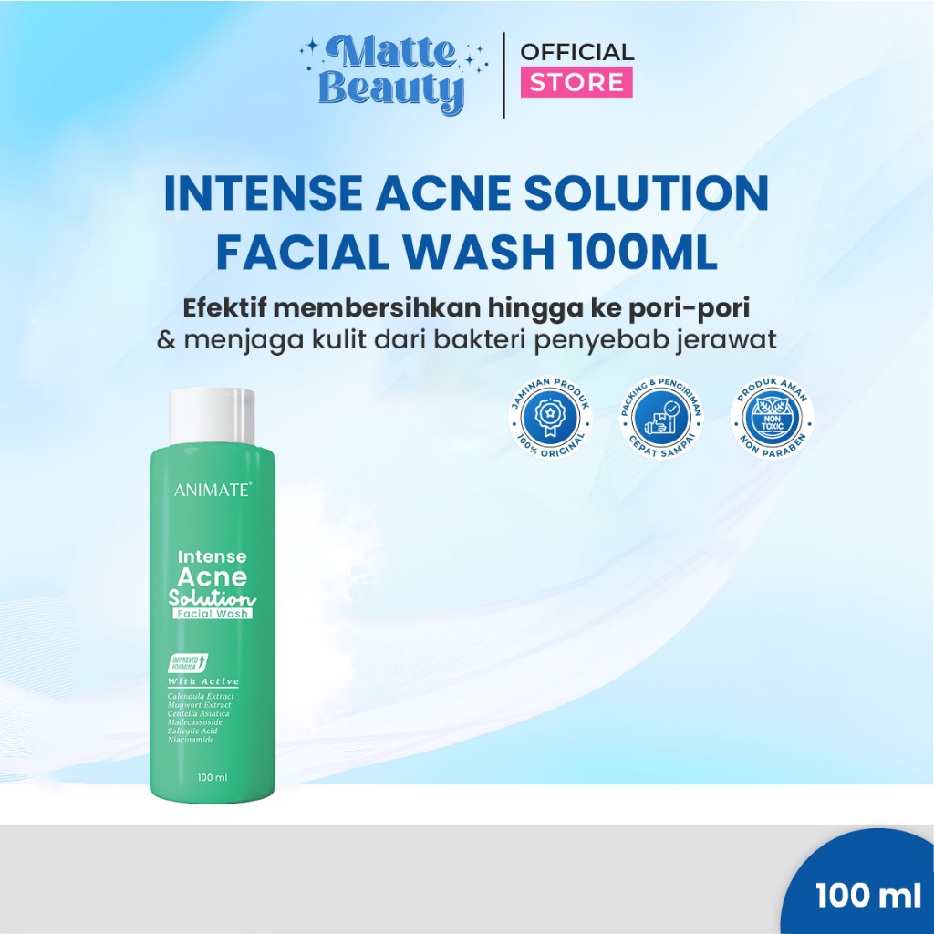 Jual Animate Intense Acne Solution Facial Wash 100 ml | Shopee Indonesia