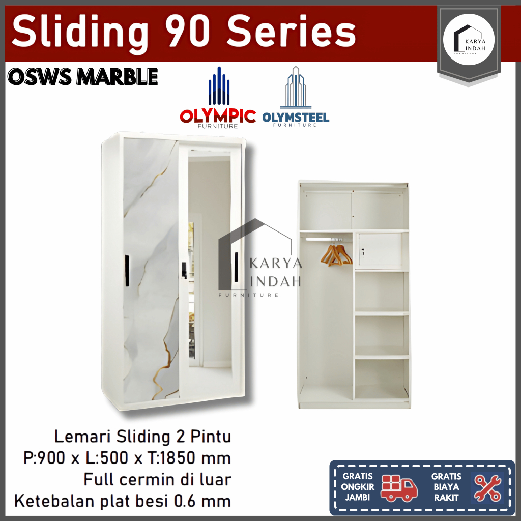 Jual Lemari Pakaian Besi 2P 90 OSWS OLYMPIC STEEL Series - Cabinet Baju ...