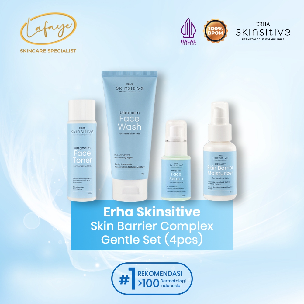 Jual ERHA Skinsitive Face Wash + Toner + Serum + Moisturizer - Skincare ...