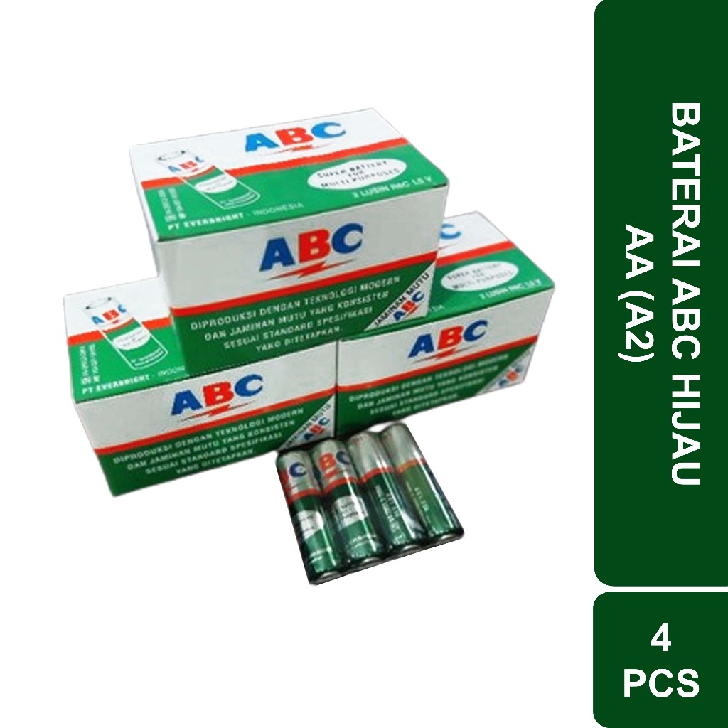 Jual BATERAI ABC HIJAU AA (A2) | ISI 4 PCS | Shopee Indonesia
