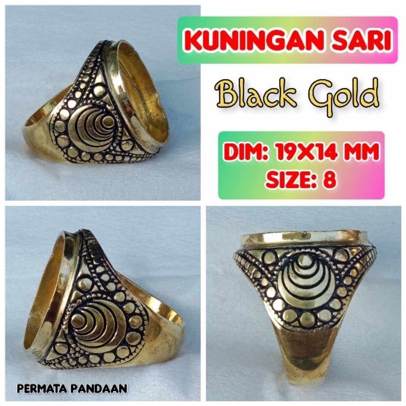 Jual cincin emban batu akik dan permata kuningan perunggu.09 | Shopee ...