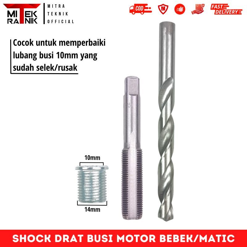 Jual Paket Alat Perbaikan Drat Busi Motor Bebek Matic Shock Drat Busi ...