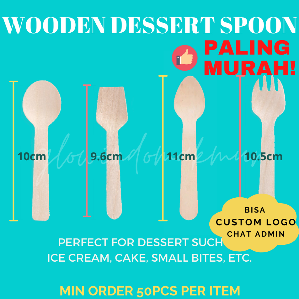 Jual Sendok Dessert Kayu Sendok Kayu Kecil Wooden Dessert Spoon Fork ...