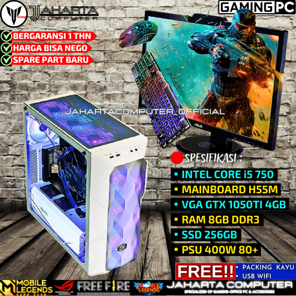 Jual PC GAMING DESAIN EDITING FULLSET i5 VGA GTX 1050TI 4GB RAM 8GB SSD 256GB SIAP PAKAI S48 ...