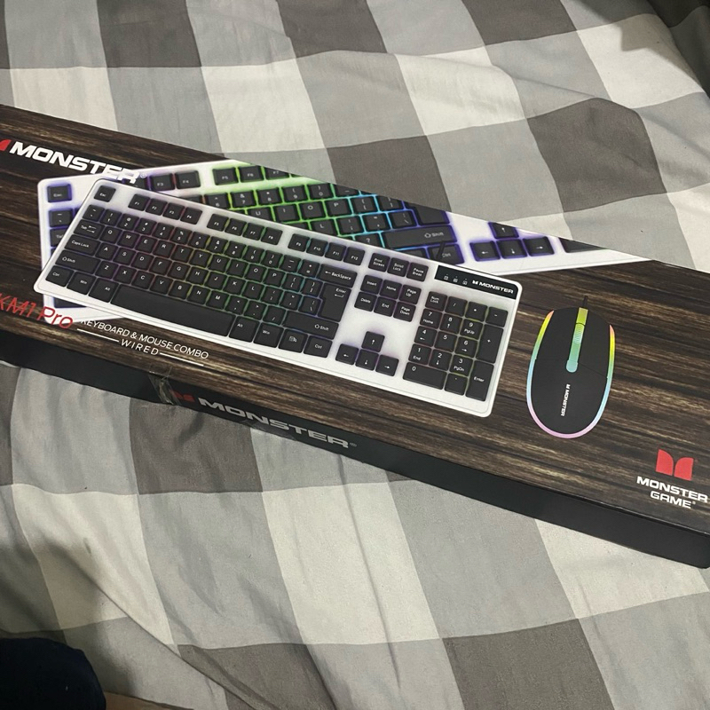 Jual Monster KM1 Pro Wired RGB Light Keyboard Mouse Set Laptop Komputer ...