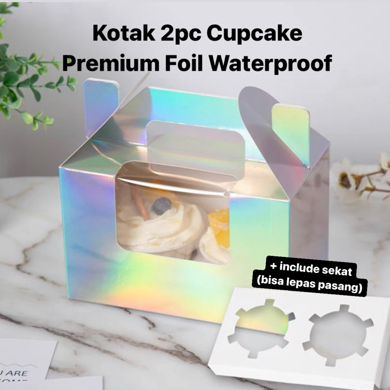 Jual Kemasan Kotak Cupcake muffin Foil 2 Sekat / Box Tenteng Kue ...