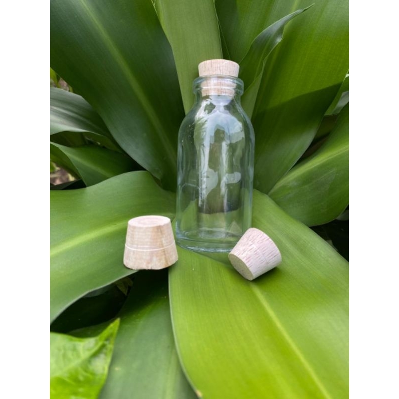 Jual Botol kaca tutup kayu 100ml / botol vas bunga / botol rustik ...