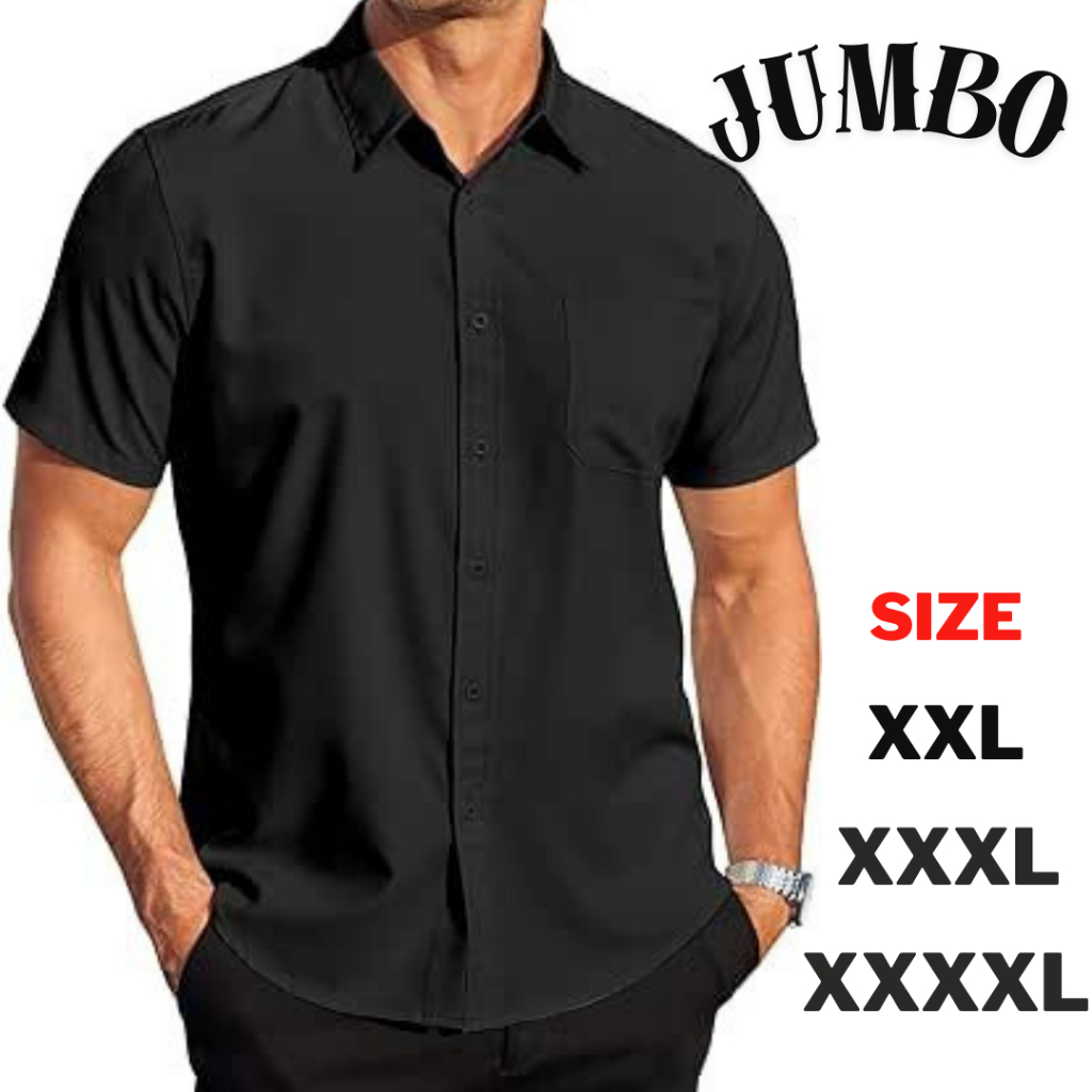 Jual MARS - Kemeja Pria Lengan Pendek - Kemeja Pria Jumbo Slim Hem Polos Katun Size XL XXL XXXL ...