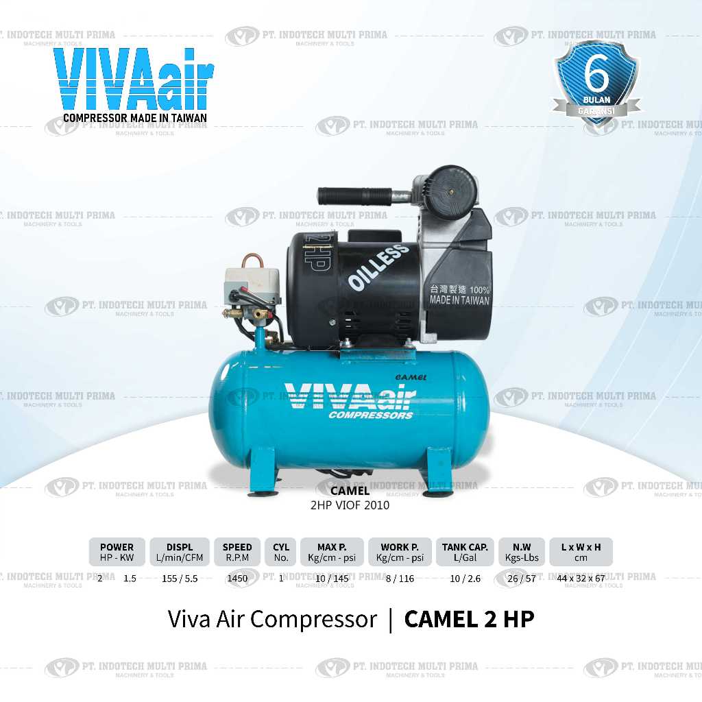 Jual Kompresor Viva Air Compressor CAMEL 2 HP VIOF-2010 - Oilless ...