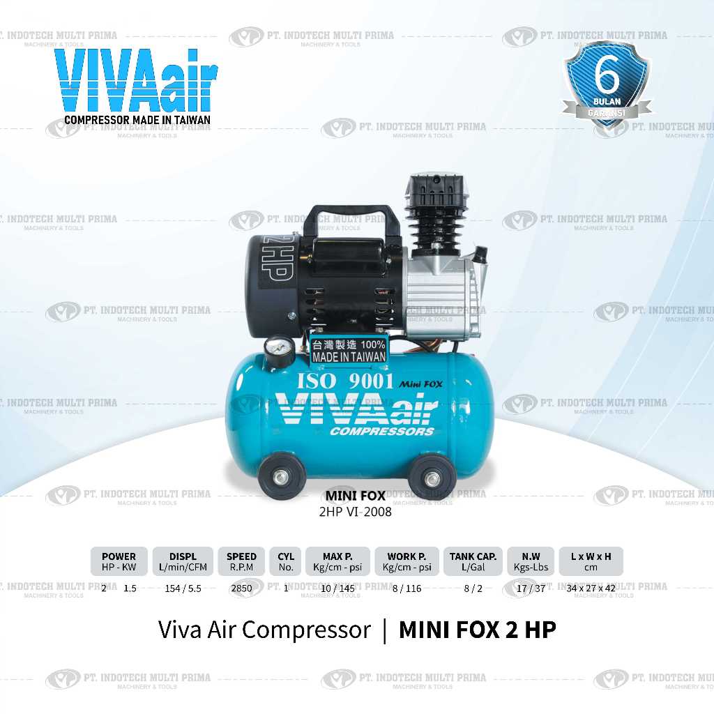 Jual Kompresor Viva Air Compressor MINI FOX 2 HP VI-2008 | Shopee Indonesia