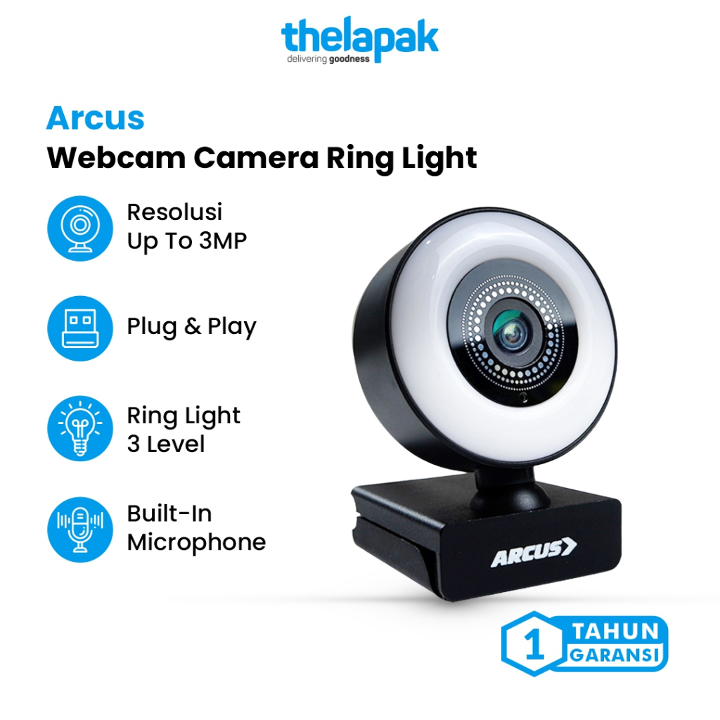 Jual Webcam Ring Light Arcus ACW-07V Web Camera Resolusi 3MP Built-In ...