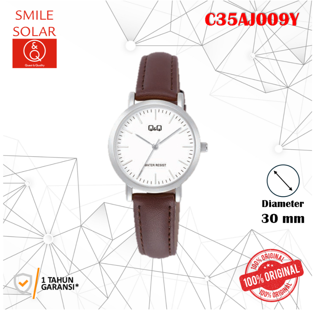 Jual Jam Tangan Wanita Casual Leather Kulit Analog Original Q&Q QNQ QQ C35A-009PY Series ...