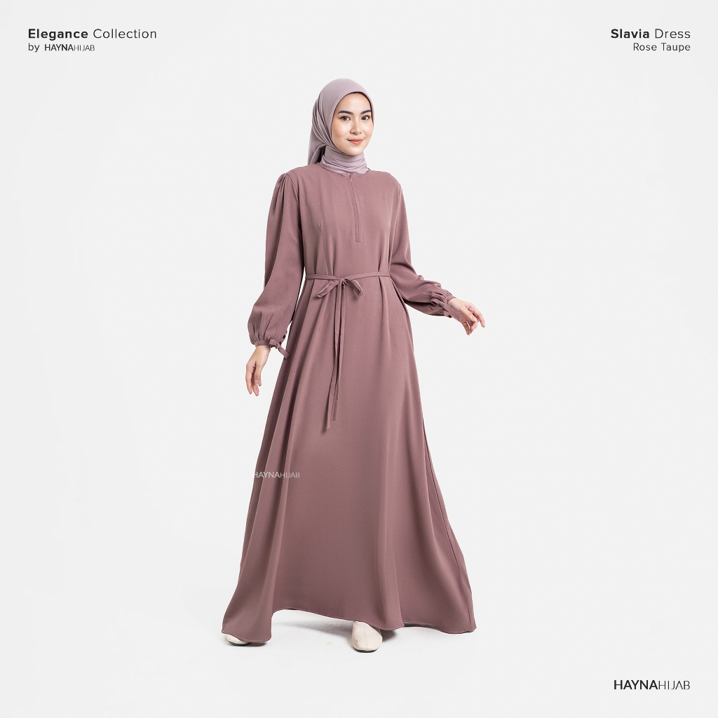 Jual HAYNA sLavia Dress (Rose Taupe) - Daily Dress Busui Friendly Gamis ...