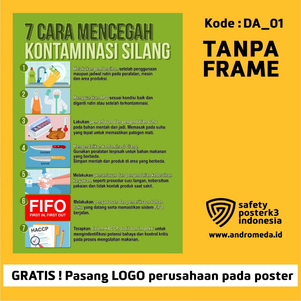 Jual Safety Poster K3: Cara Mencegah Kontaminasi Silang Pada Makanan ...
