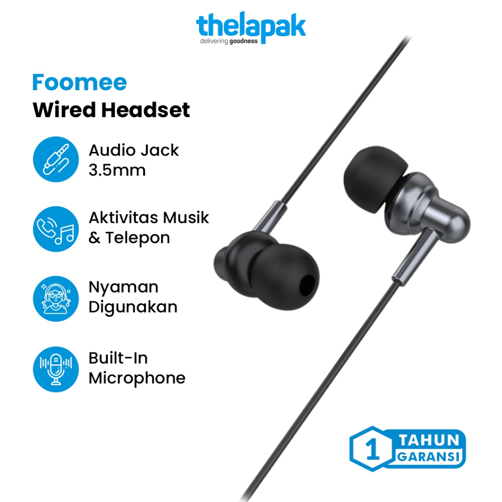 Jual Earphone In-Ear of Wired Foomee QA02 Headset Kabel Suara Jernih ...