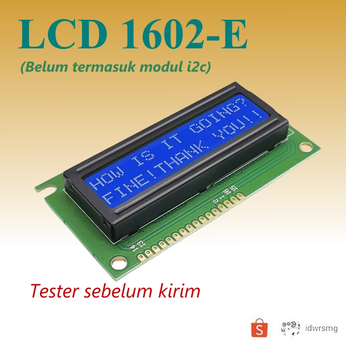 Jual LCD1602E LCD1602-E LCD screen ukuran 84*44mm backlit blue biru 5V ...