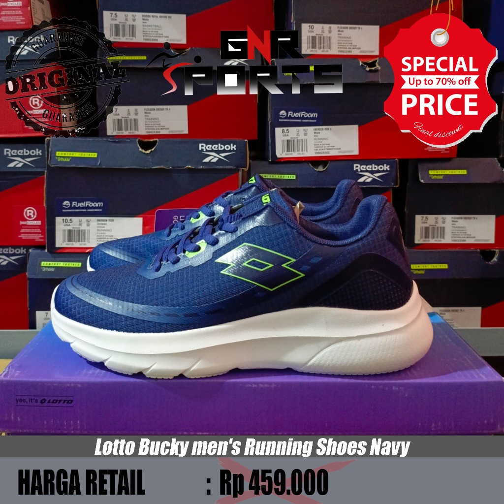 Jual Sepatu Lotto Bucky men's Running Shoes Navy Original 100% | Shopee ...