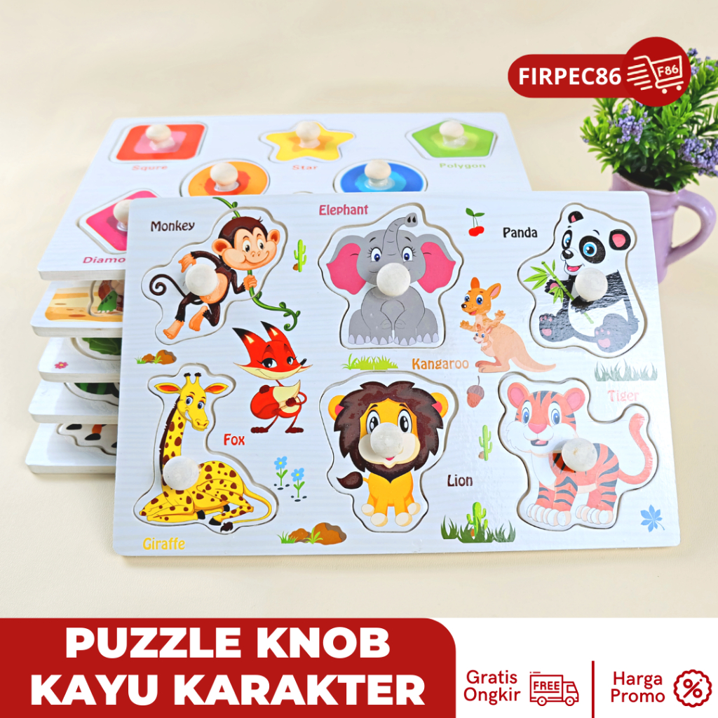 Jual Mainan Edukasi Anak Puzzle Kayu Knob Background Bergambar Wooden ...