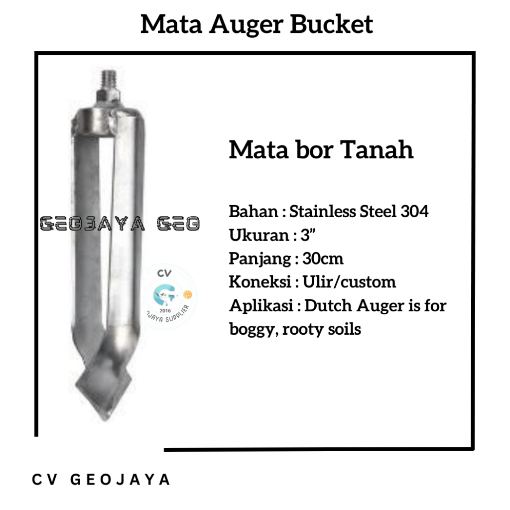 Jual Mata Auger Bucket 3” GN 02 Stainless Steel 304 - Dutch (Mata bor ...