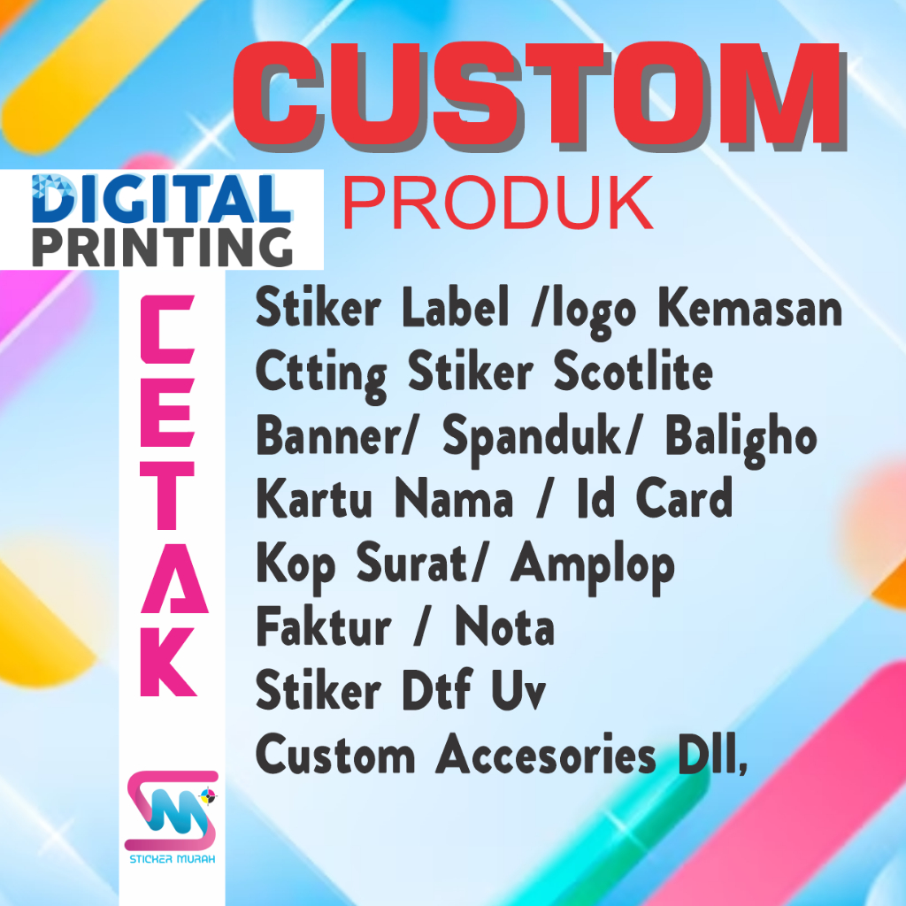 Jual Cetak custom stiker / stiker DTF UV / stiker decal / banner ...