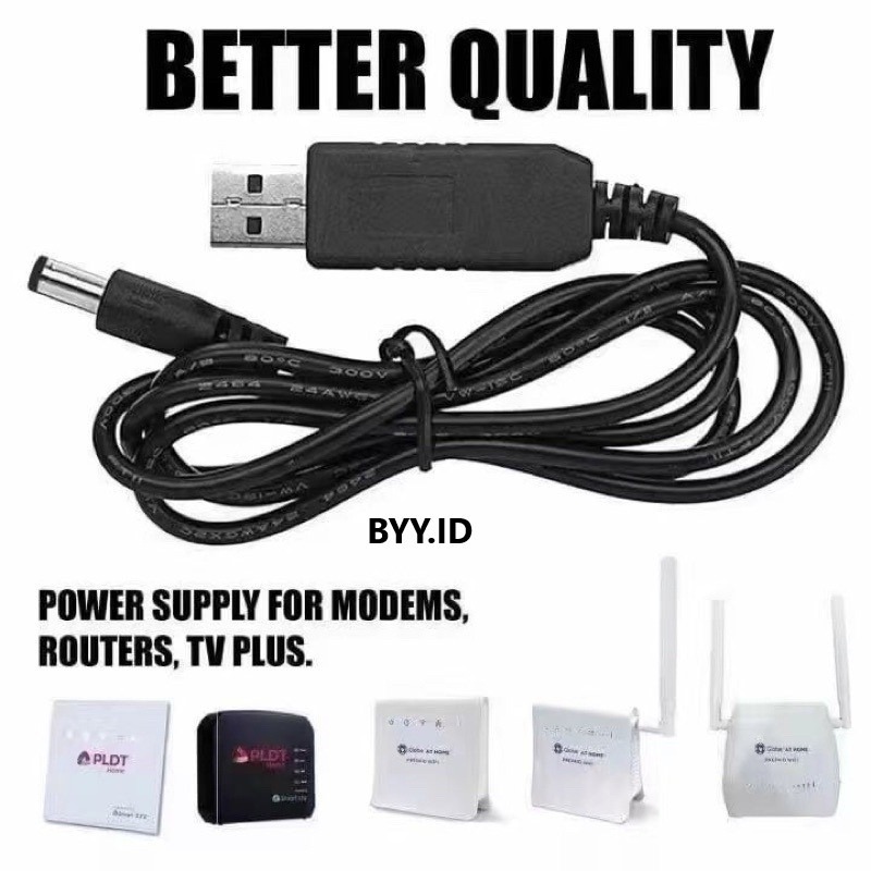 Jual Kabel usb power modem/router to dc 12 volt step up | Shopee Indonesia