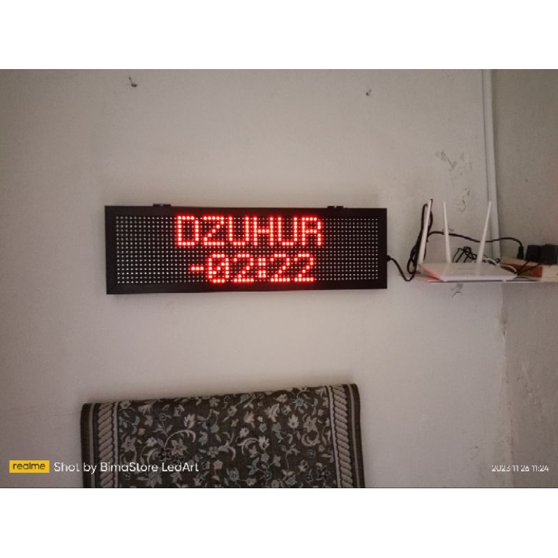 Jual Jam Sholat Wifi, Jam Waktu Sholat 2 Panel, Single Color 64x16 ...