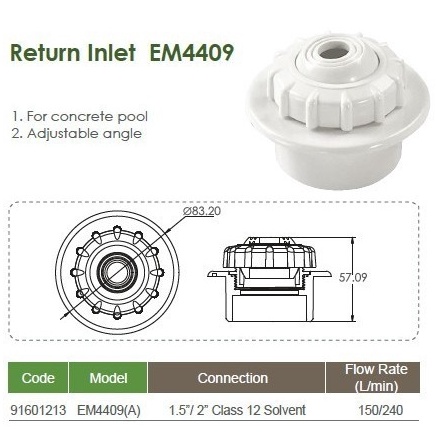 Jual EMAUX INLET KOLAM RENANG 2 INLET 1 12 WALL RETURN FOR CONCRETE ...