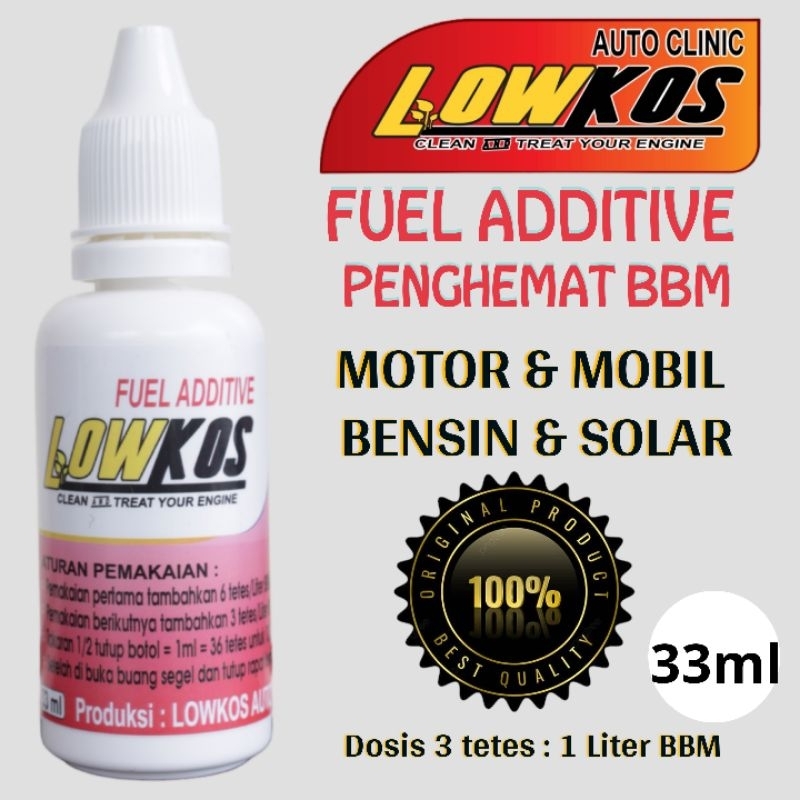 Jual LOWKOS Fuel Additive Penghemat BBM Motor dan Mobil 33ml untuk ...