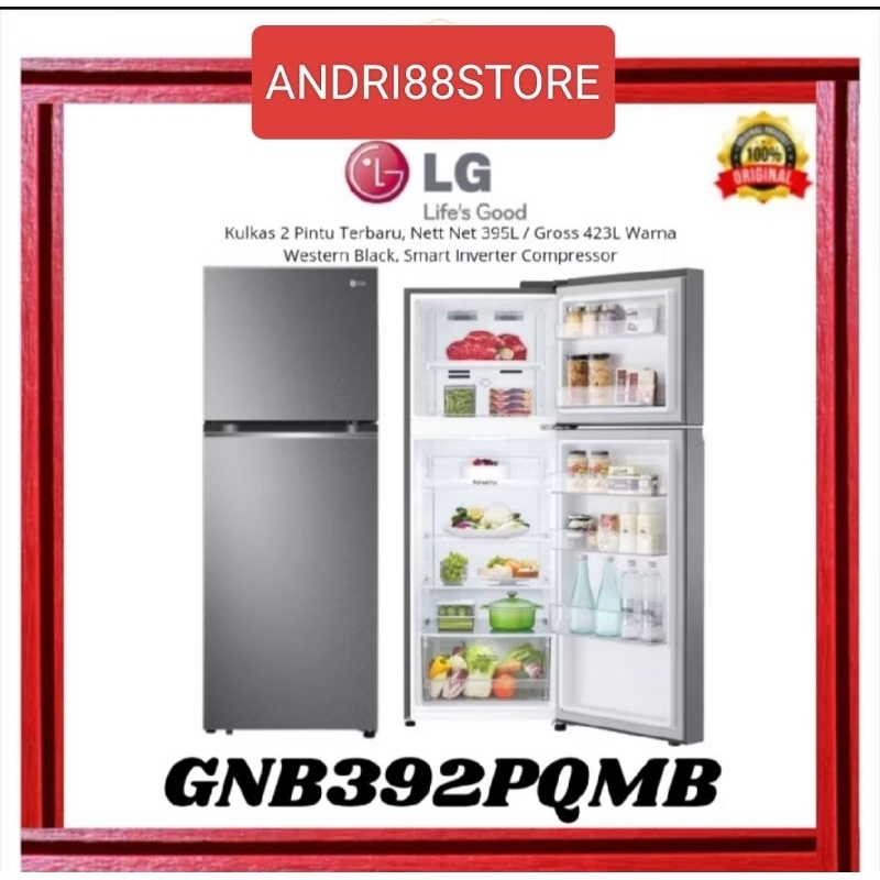 Jual LG KULKAS 2 PINTU INVERTER GN-B392PQMB 395 LITER | Shopee Indonesia