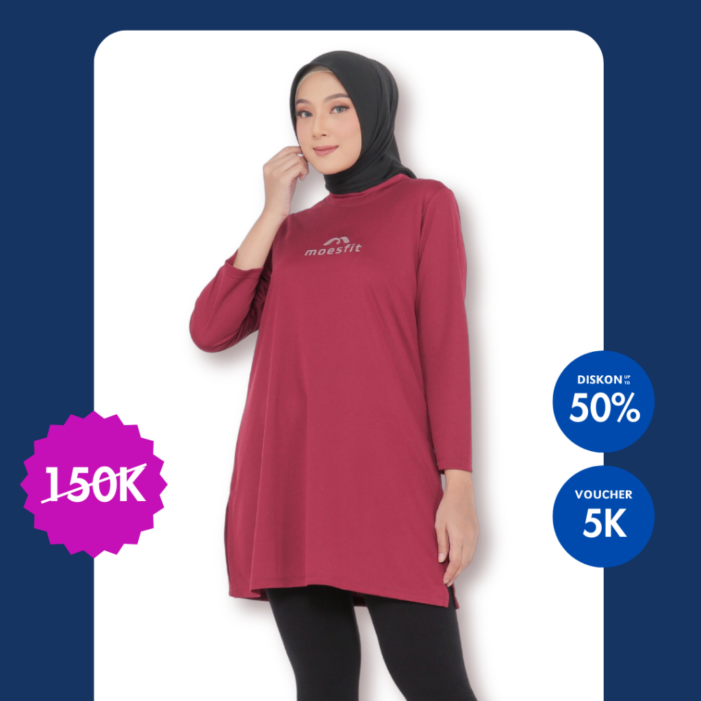 Jual Atasan Olahraga Wanita Muslim Baju Olahraga Wanita Lengan Panjang Atasan Tunik Olahraga ...