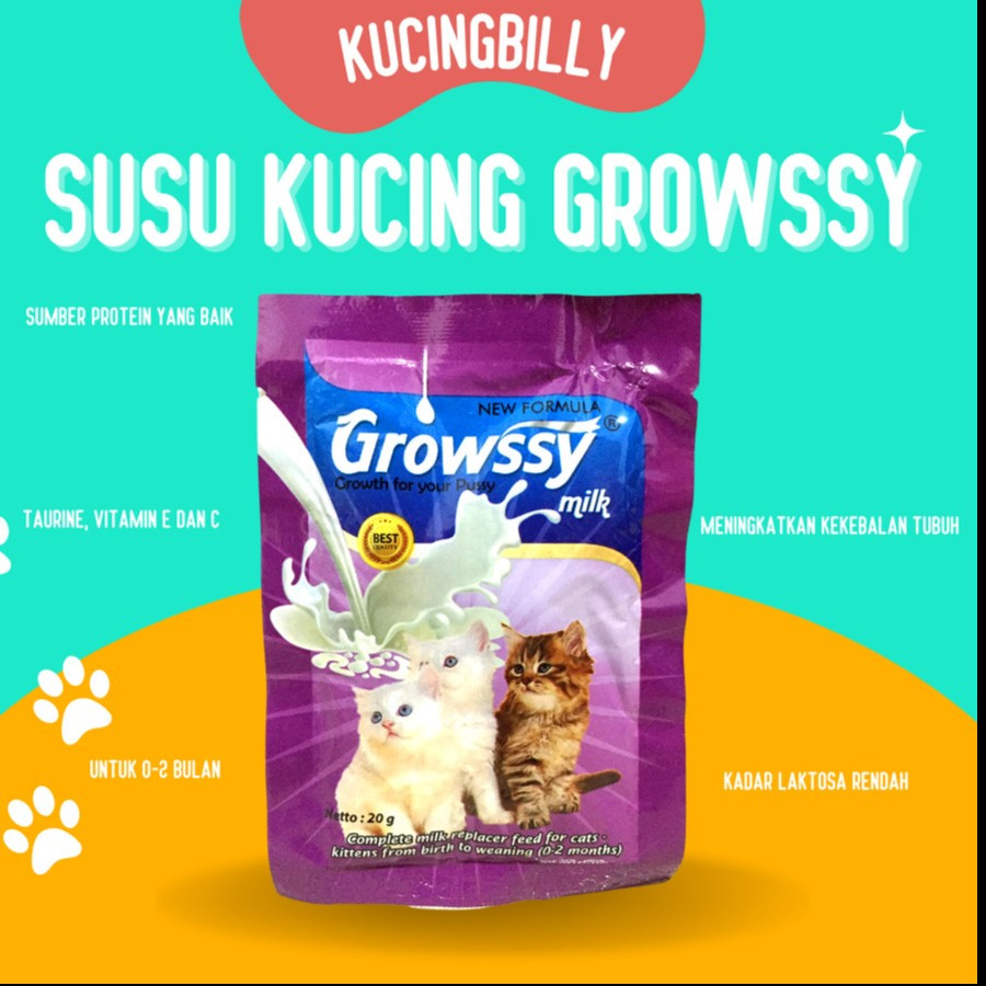 Jual Susu Kucing Growssy Milk 20gr Cat Milk Replacer Sachet | Shopee ...