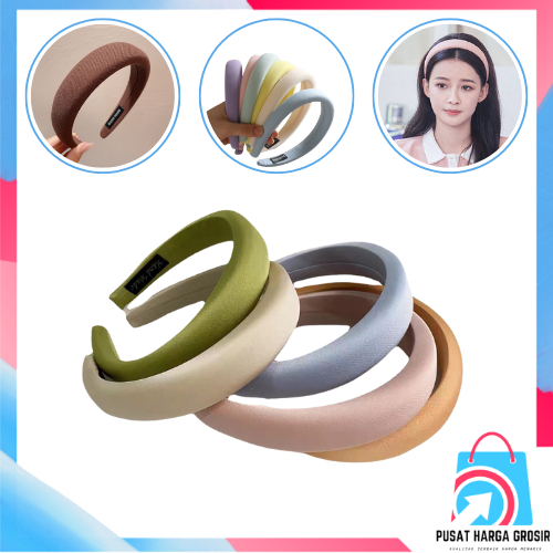 Jual PHG - Bando Kain Tebal Wanita Korea Headband Cloud Polos Lebar ...