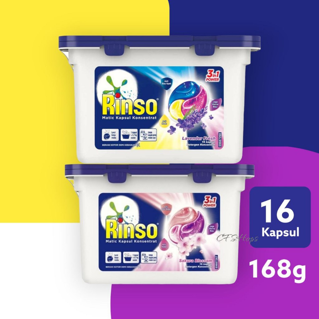 Jual RINSO Deterjen Matic Kapsul Konsentrat Sakura Blossom dan Lavender Fresh Isi 16 kapsul ...