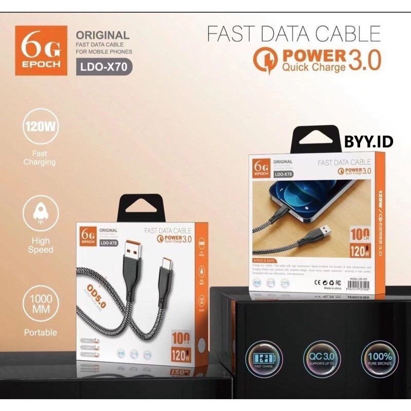 Jual Kabel Data 6G X-70 Fast Charging 120W | Shopee Indonesia