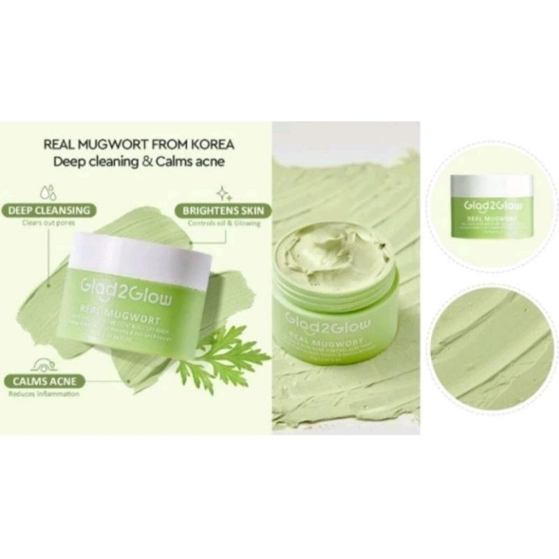 Jual GLAD2GLOW REAL MUGWORT SALICYLIC ACID ACNE CONTROL CLAY MASK 30 GR | Shopee Indonesia