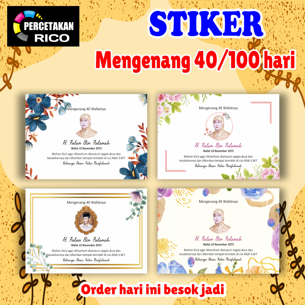 Jual ( Isi 20, 10 Pcs )Kartu/Stiker Tahlil / Wafat / Mengenang 40/100 ...