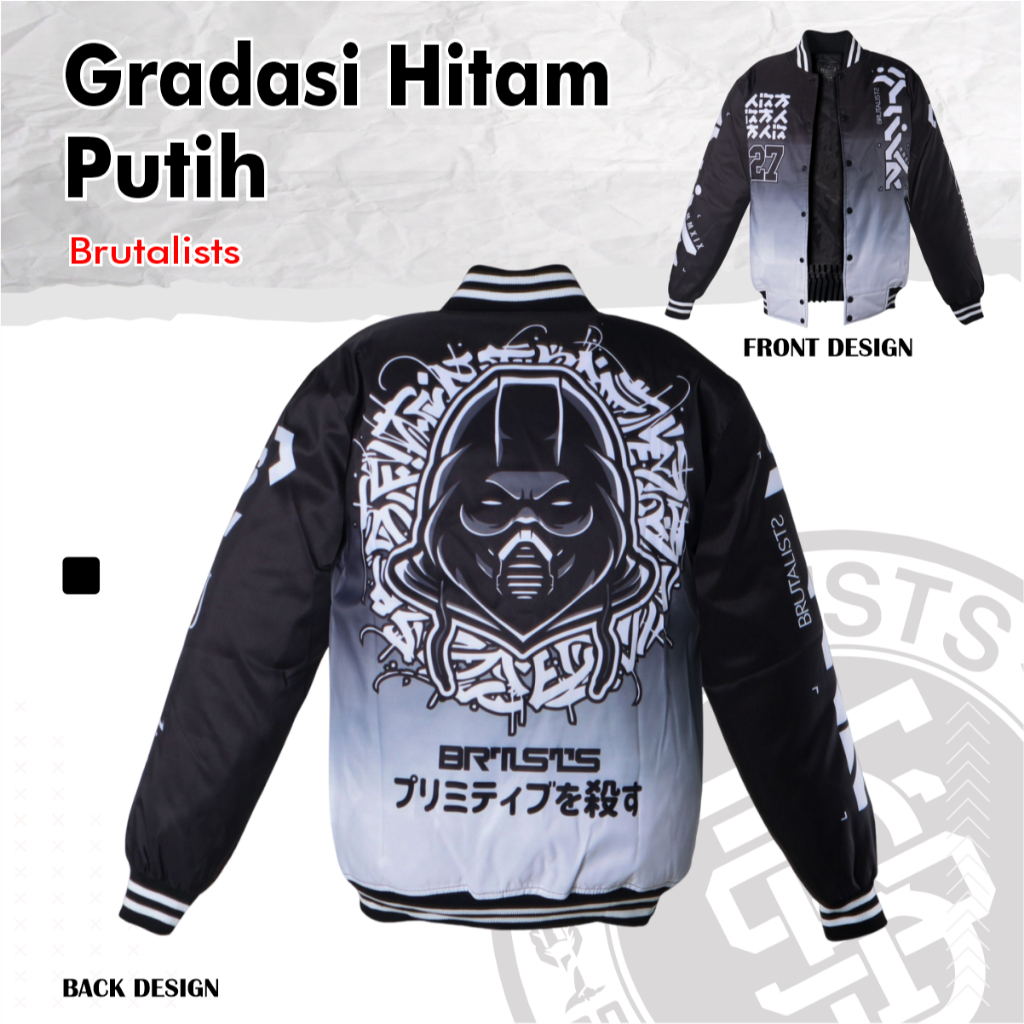 Jual Jaket Baseball Varsity jacket Pria Wanita Printing GRADASI HITAM ...