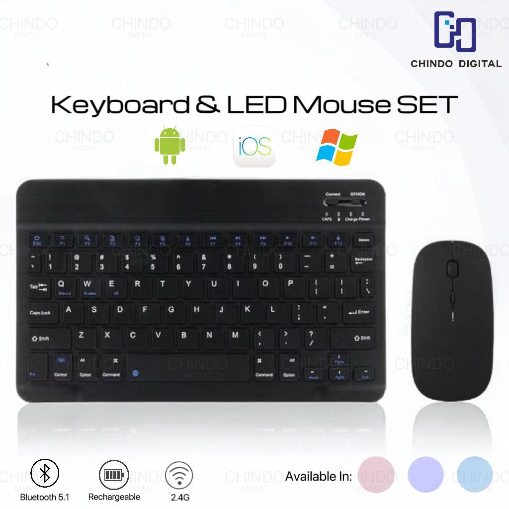 Jual [CDOS] 3in1 Macaron 10 inch Wireless Bluetooth Keyboard Mouse Set ...