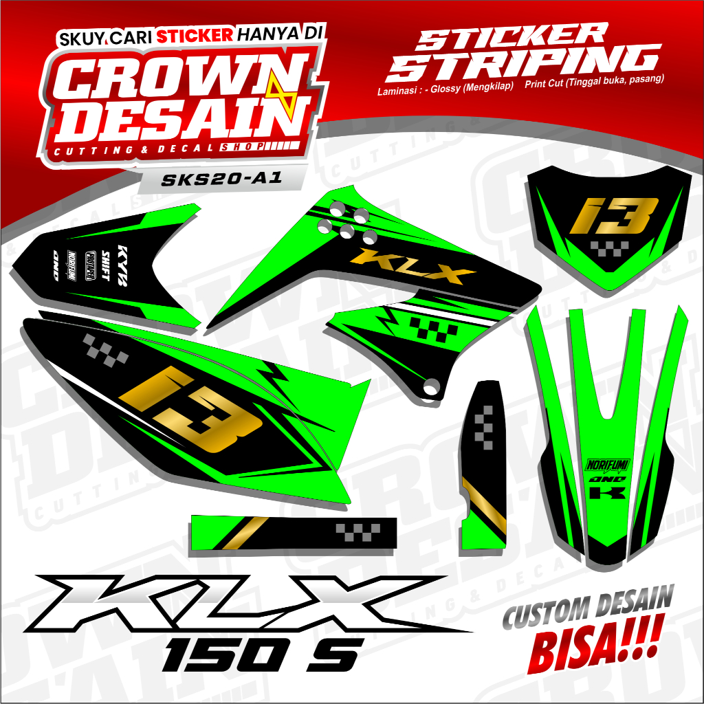 Jual STRIPING SEMIFULL KAWASAKI KLX 150 S/OLD VARIASI RACING - STIKER ...