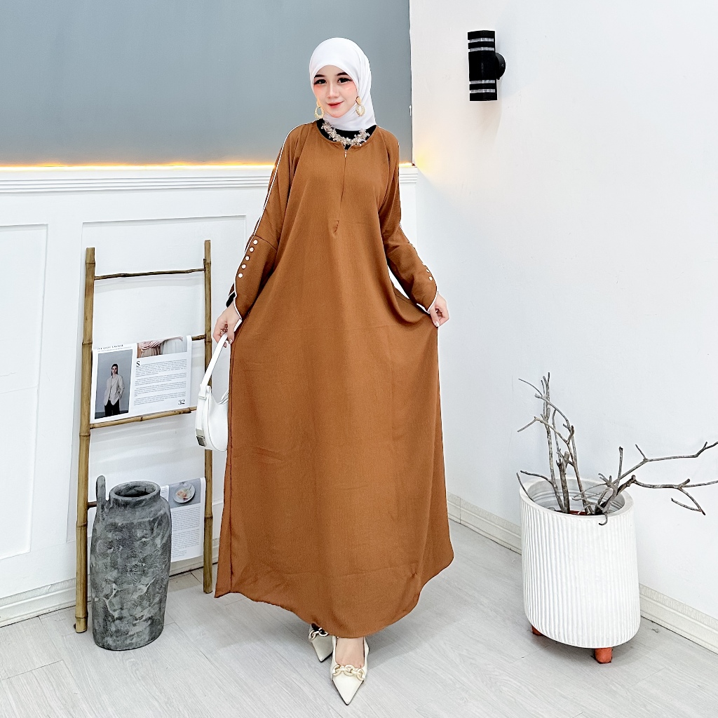 Jual (FREE HIJAB VOAL SEGI EMPAT) Mecca Daily Abaya Wanita Dress Gamis Batwing Oversize Bahan ...