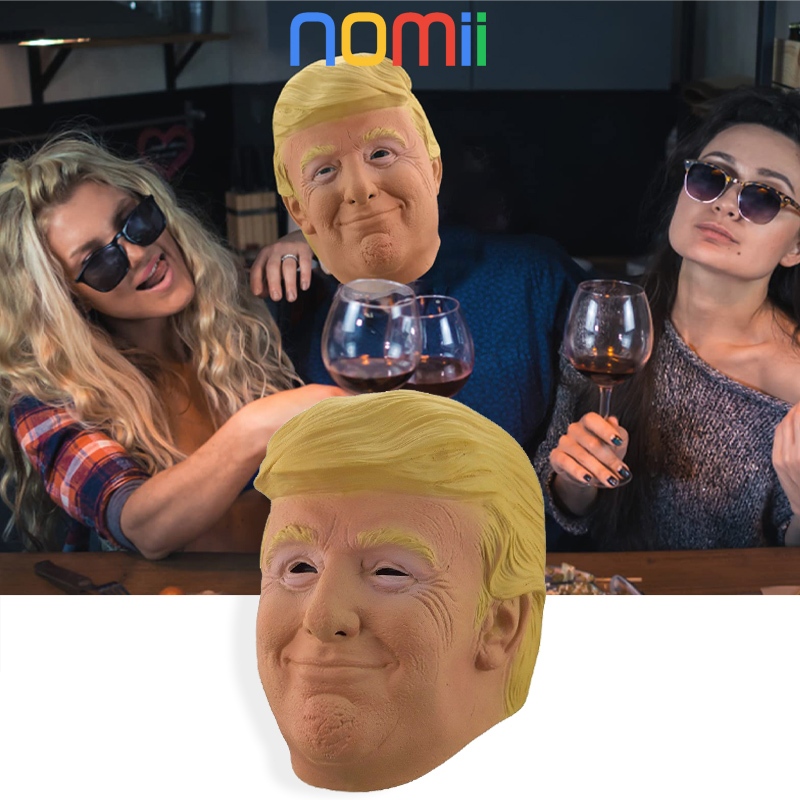 Jual Trump Latex Mask Funny Full Face Headgear Halloween Mask Cosplay ...