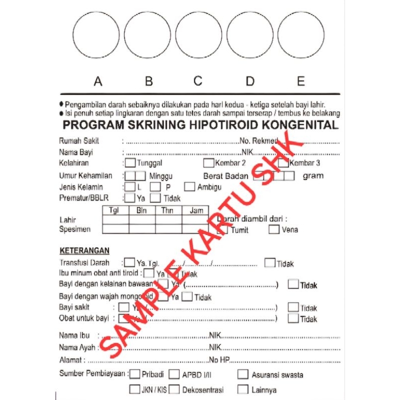 Jual kertas shk Skrining Hipotiroid Kongenital | Shopee Indonesia