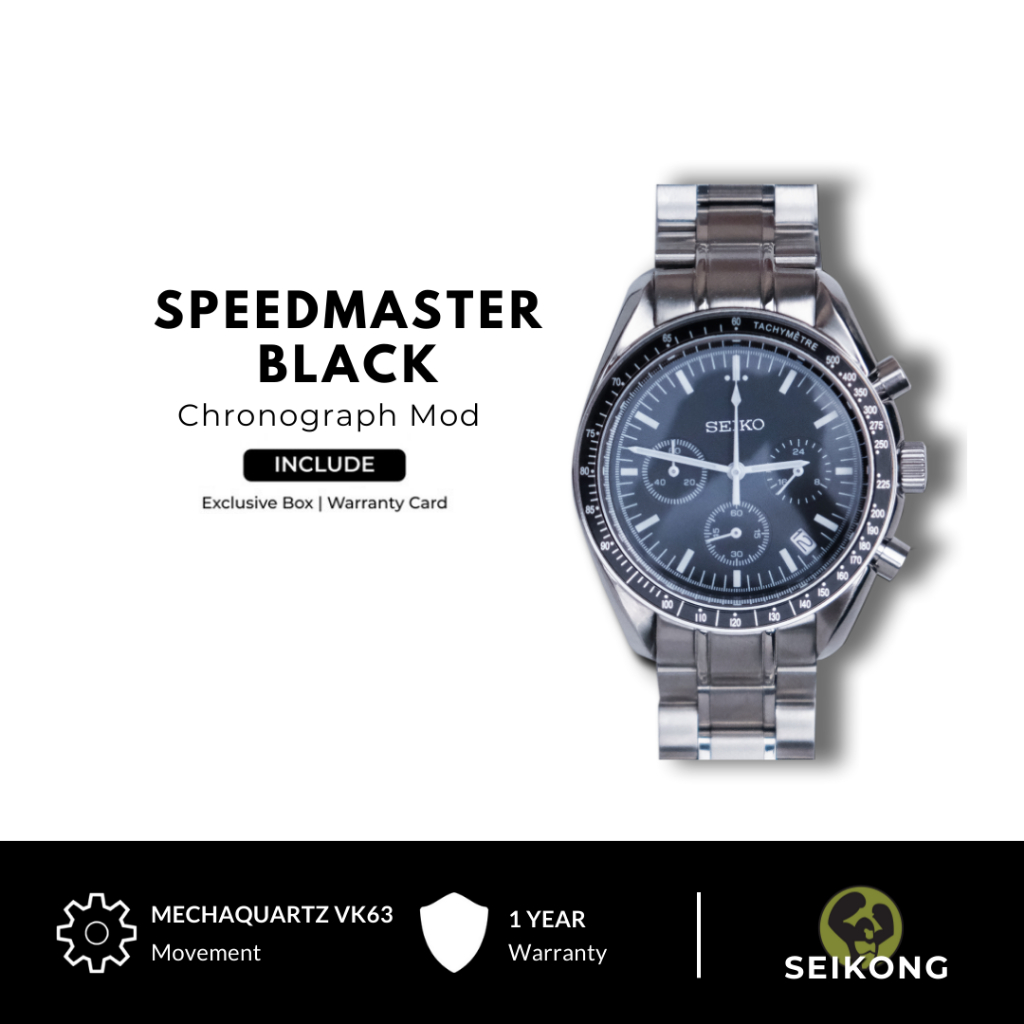 Jual Seiko Mod Speed Black Chronograph VK63 Watch | Shopee Indonesia