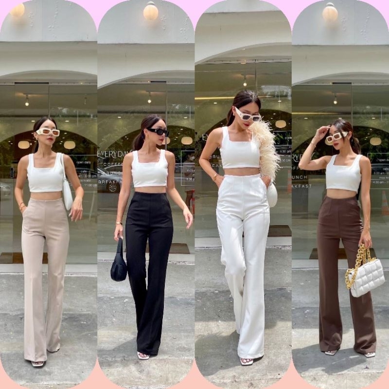 Jual PROMTHONG 040 High Waist Pants celana cutbray , celana kerja ...