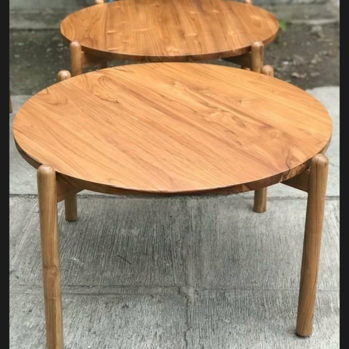 Jual Coffee Table Bulat Kayu Jati - Meja Cafe Bulat Kayu - Meja Outdoor ...